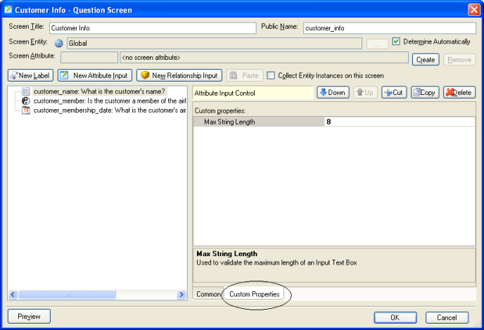 Configure the error message